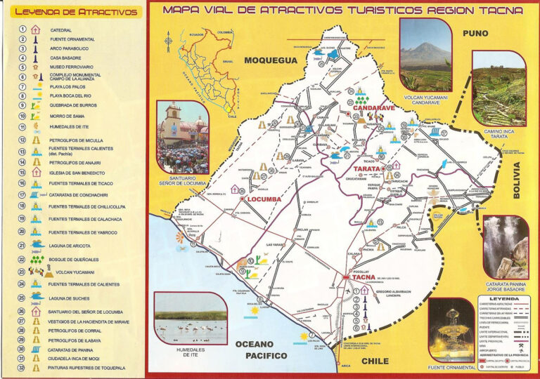 Mapa vial de los atractivos turísticos de la región Tacna - El Takana